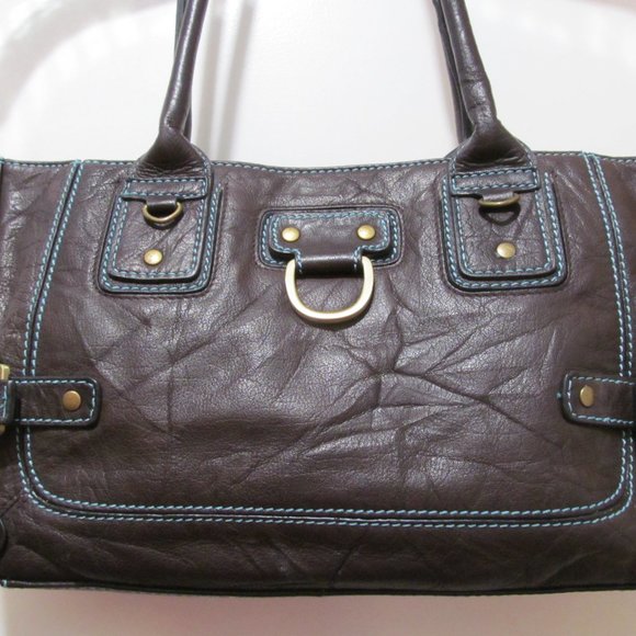 Wilsons Leather | Bags | Wilsons Leather Handbag Brown With Blue ...